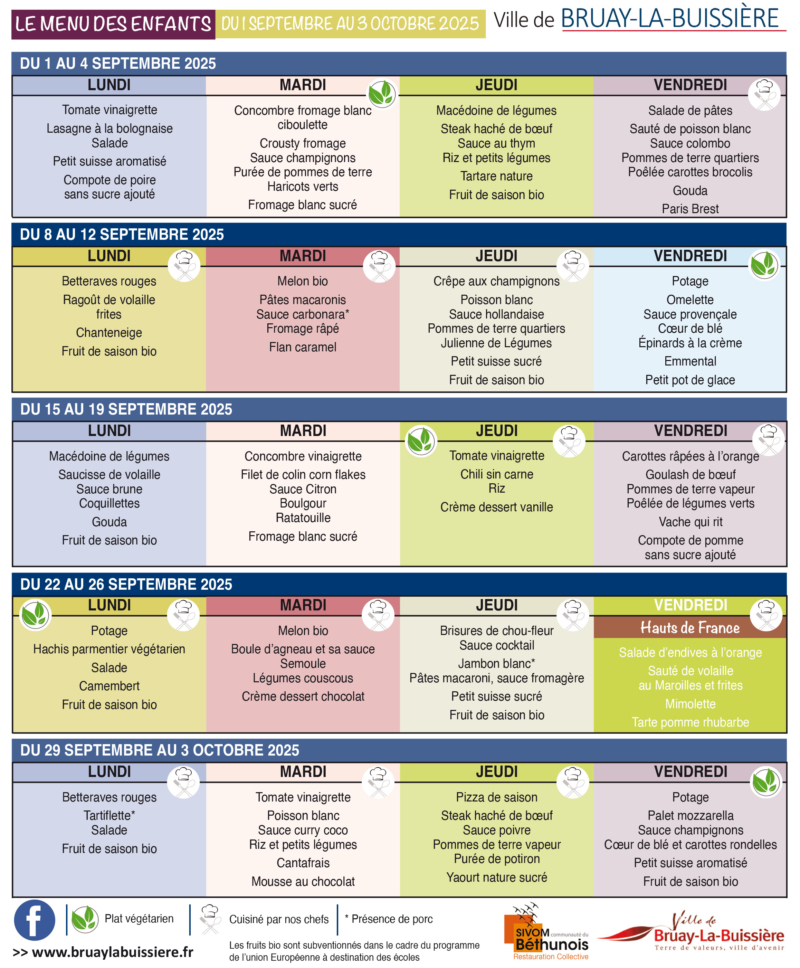 Restauration scolaire et garderie | Ouverture des inscriptions et menus ...